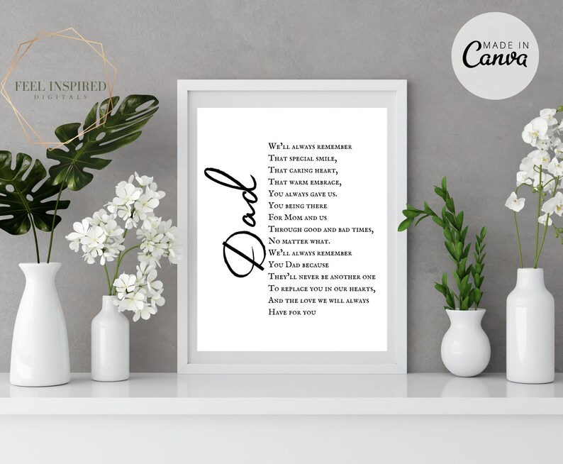 Dad Memorial Poem Print: Funeral Remembrance (digital Download) - Etsy