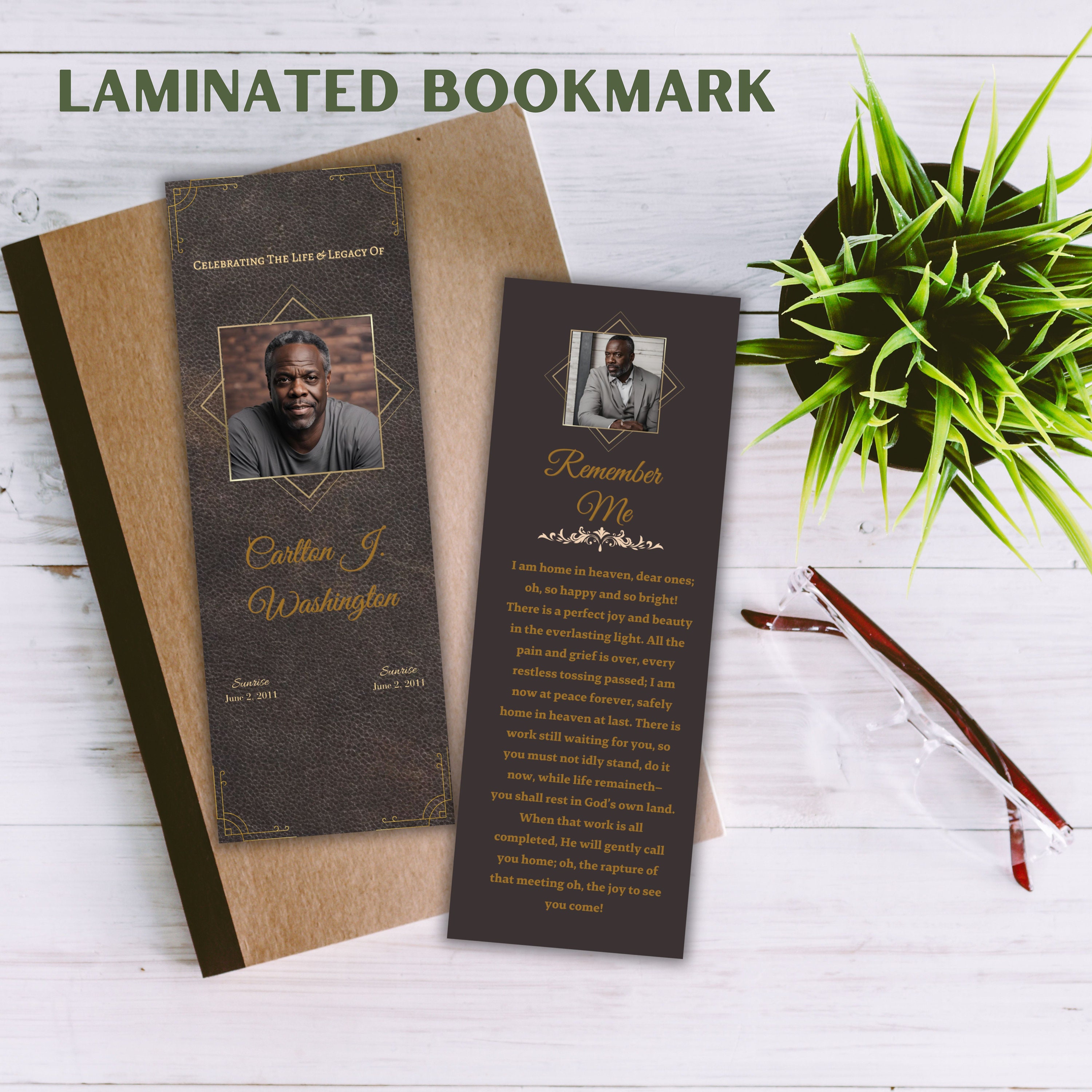 Personalized Bookmark Picture Memorial | Brown Leather | Custom ...