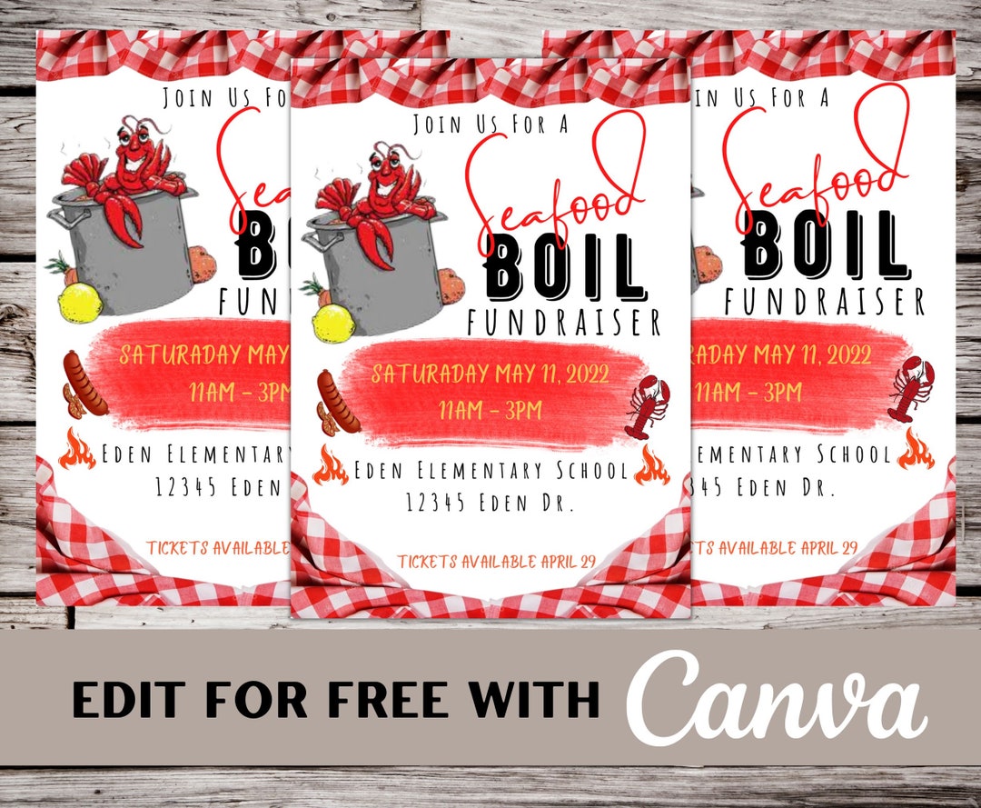 Seafood Boil Flyer. Crawfish Boil Invitation. Food Fundraiser Flyer - Etsy