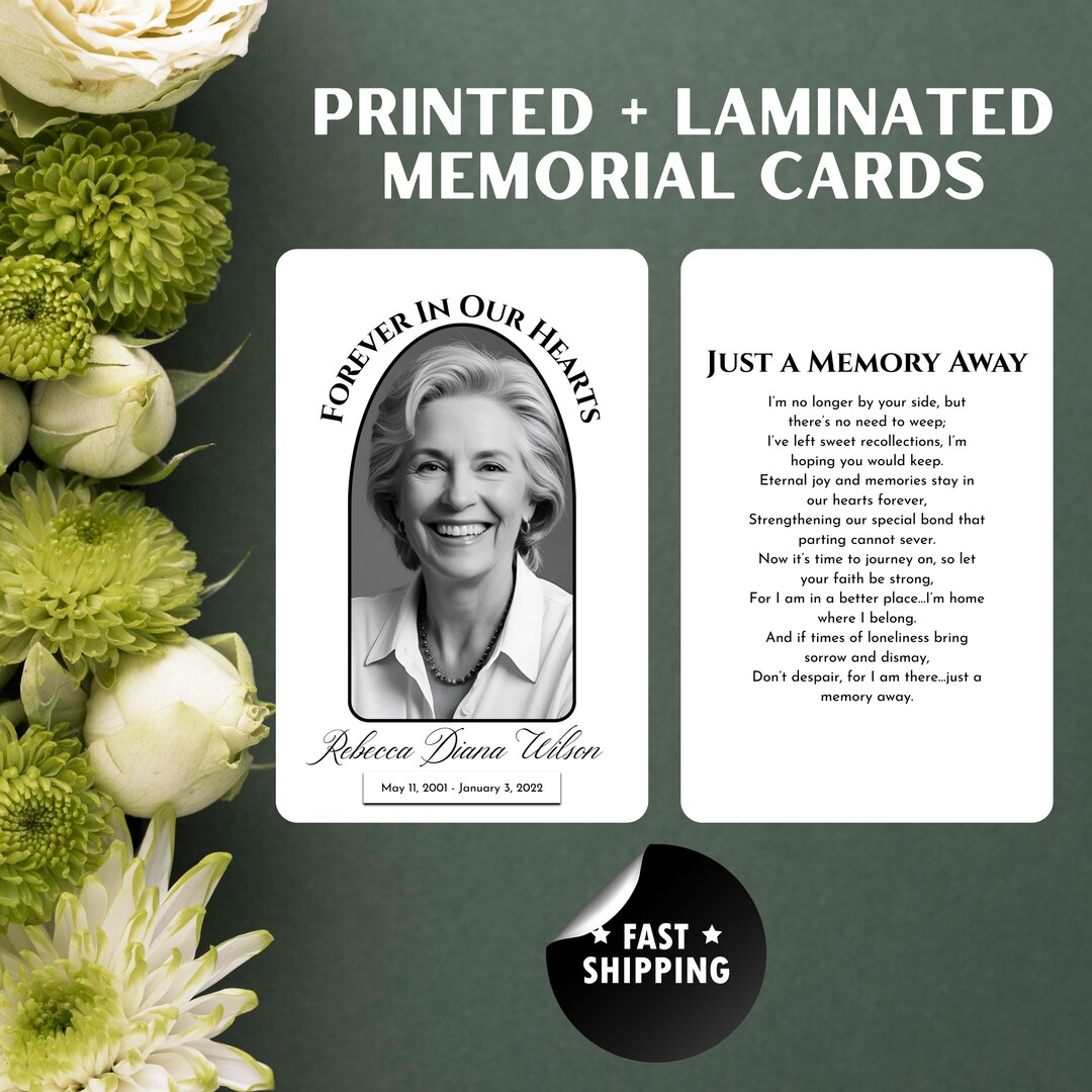 LAMINATED MEMORIAL CARDS | Customized Funeral Keepsake | Size 3.5x5.5 ...