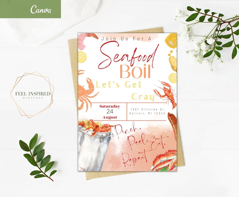 Editable Seafood Boil Flyer. 5x7 in DIY Printable. Canva - Etsy