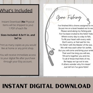 Gone Fishing Memorial Poem Printable. Celebration of Life. Remembrance ...