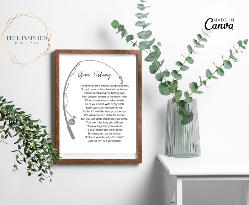 Gone Fishing Memorial Poem Printable. Celebration of Life. Remembrance ...