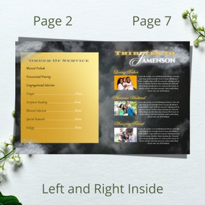 Funeral Program in Black and Gold. Small Magazine Style Booklet. Canva ...