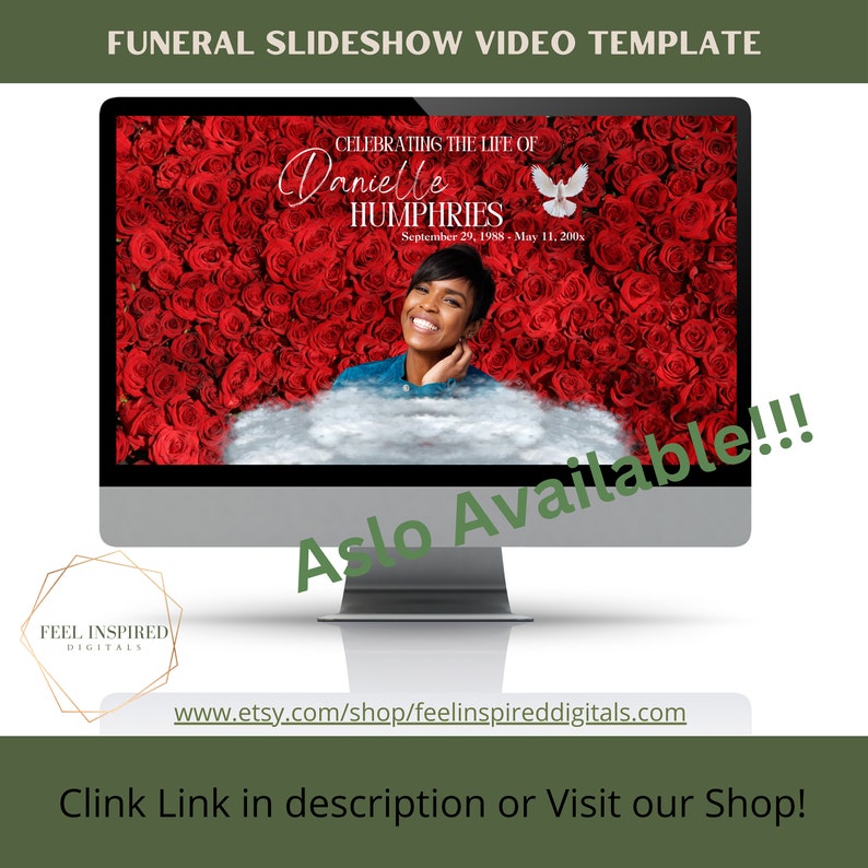 Tri-fold Red Roses Funeral Program. Obituary Size 17x11 Inches ...