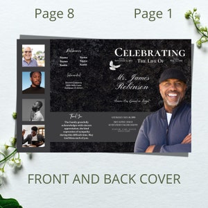 Black Magazine Style Funeral/memorial Program. Canva Template. 8 Pages ...