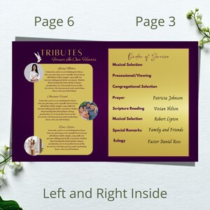 Purple & Gold Homegoing Celebration Funeral Program, Tabloid Template ...