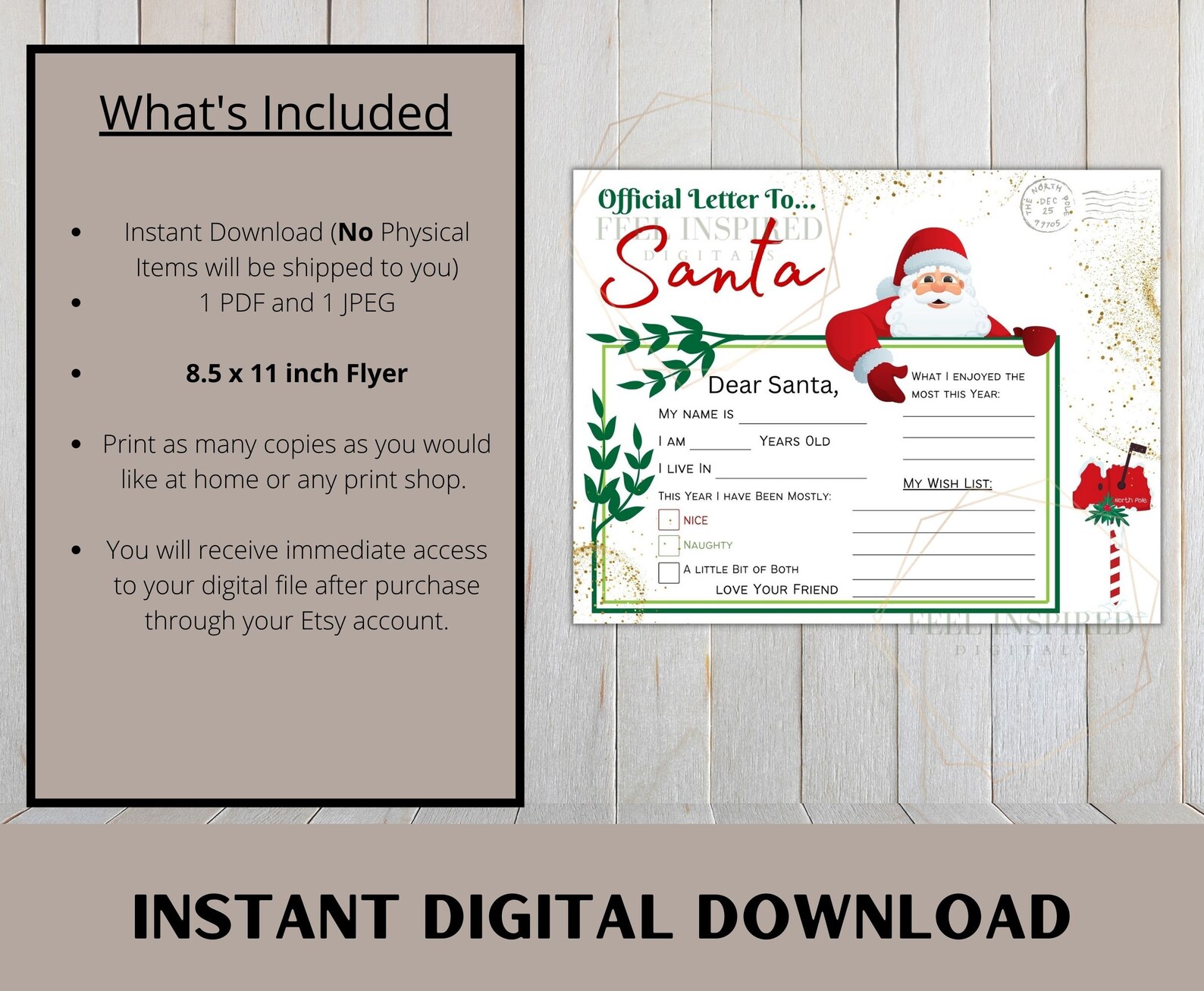 Kids Christmas Printable. Letter to Santa. Santa Claus Mail. - Etsy