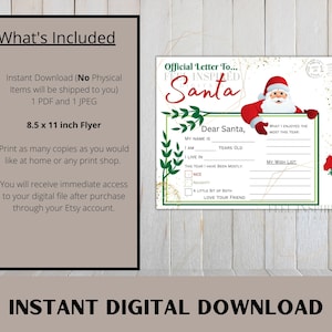 Kids Christmas Printable. Letter to Santa. Santa Claus Mail. Activity ...