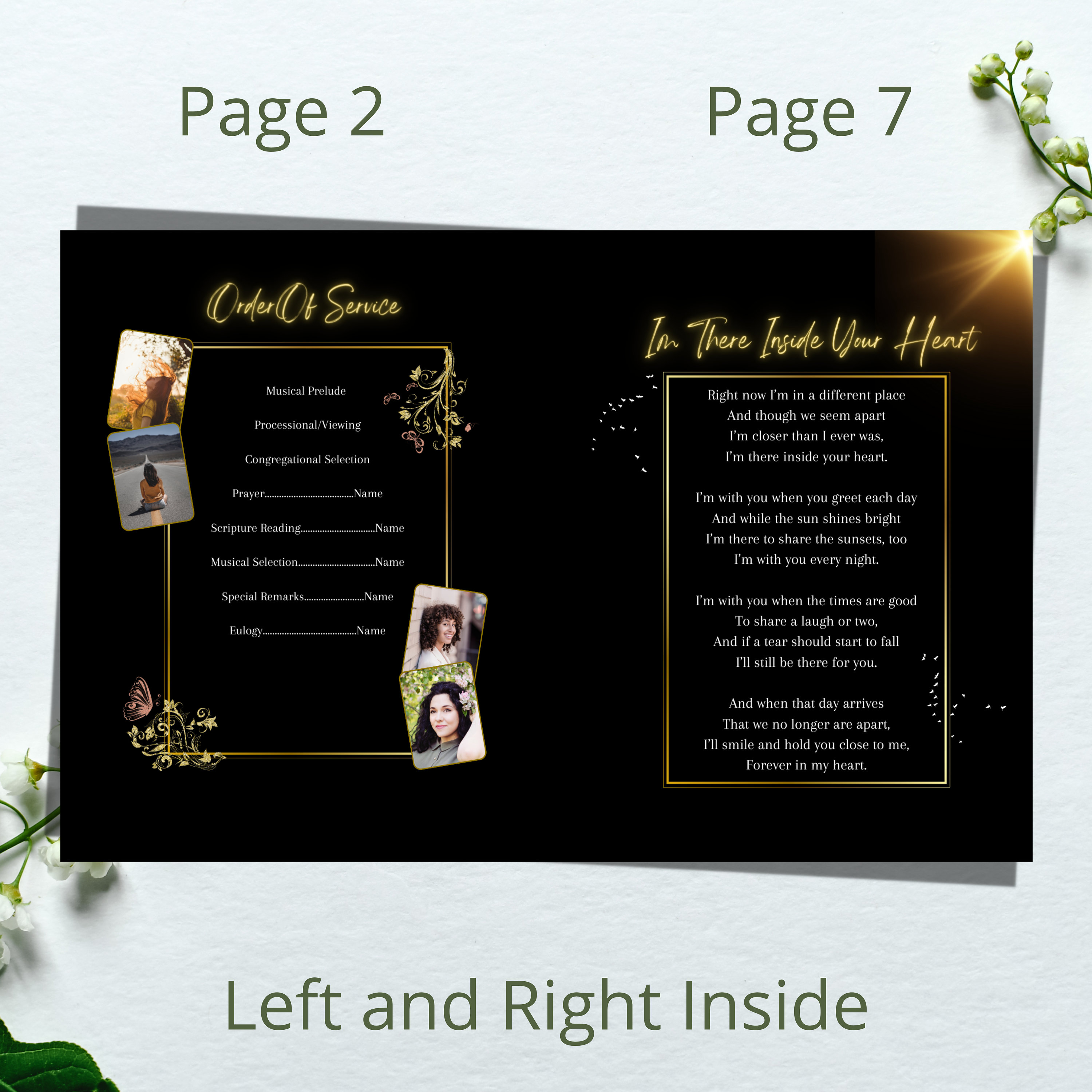 Elegant Black Funeral Program Template: Clouds Design (11x17 Inches, 8 ...