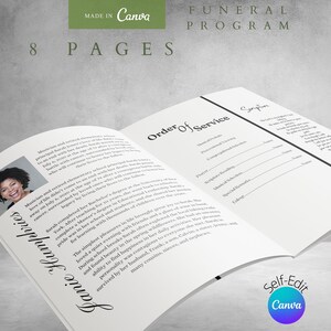 Simple and Elegant Magazine Style Funeral/memorial Program. Canva ...