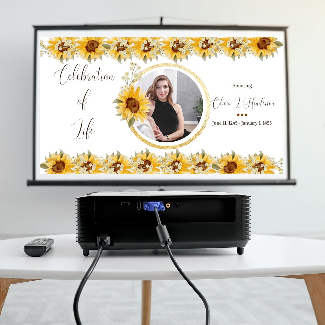 Sunflower Themed Memorial Slideshow Video. Canva Template. Phtoto ...