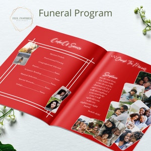 Red Clouds Funeral Program Template: 8-page Magazine Style Obituary ...