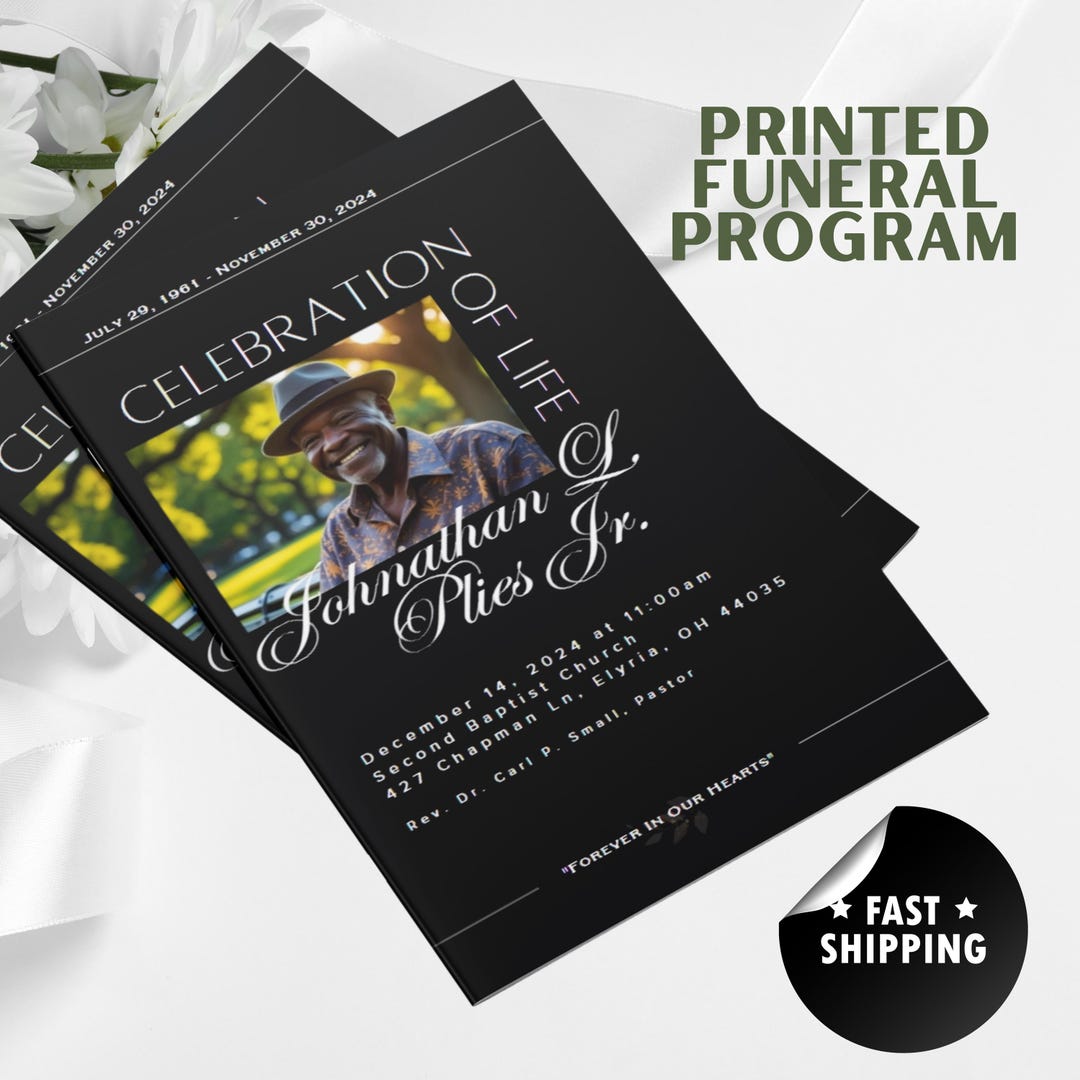 Black Funeral Program: Memorial Service Order of Service Booklet - Etsy