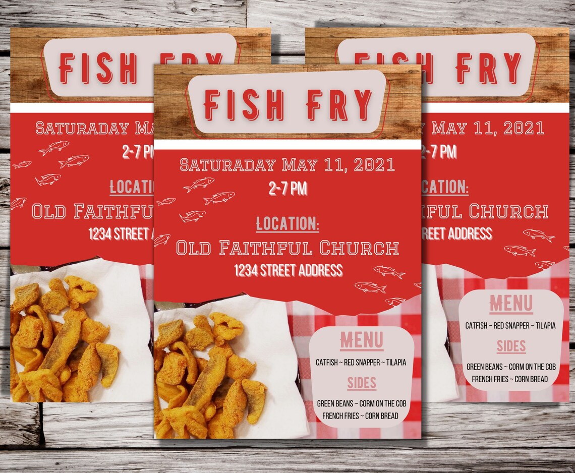 Fish Fry Dinner Sale Flyer. 5x7 Digital Download DIY Canva - Etsy