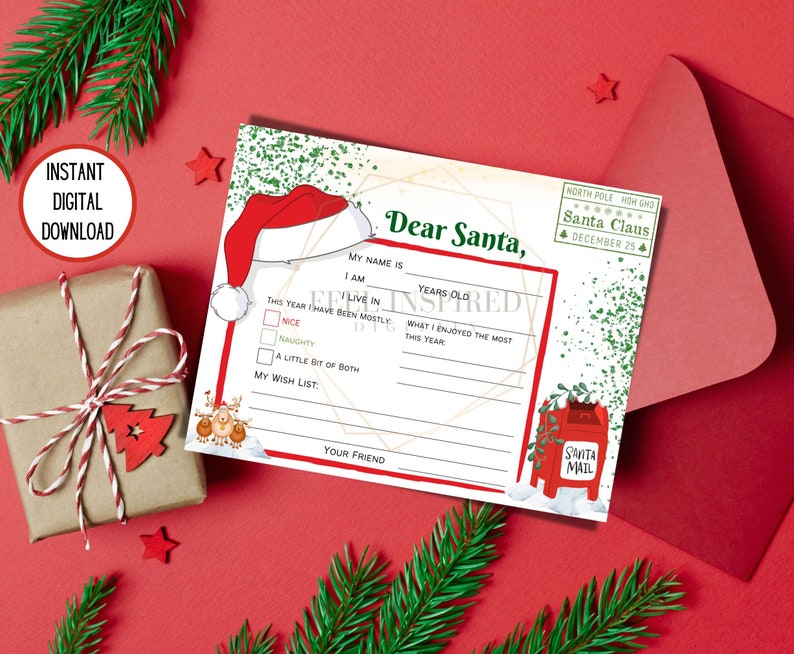 Letter to Santa Claus Activity Sheet. Christmas Printable. - Etsy