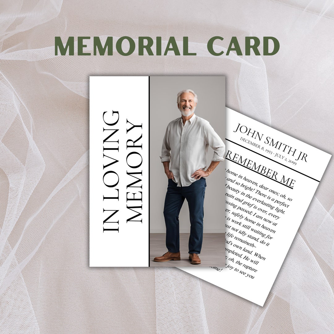 Personalized Memorial Cards | Photo Memento | Funeral Prayer Keepsake ...