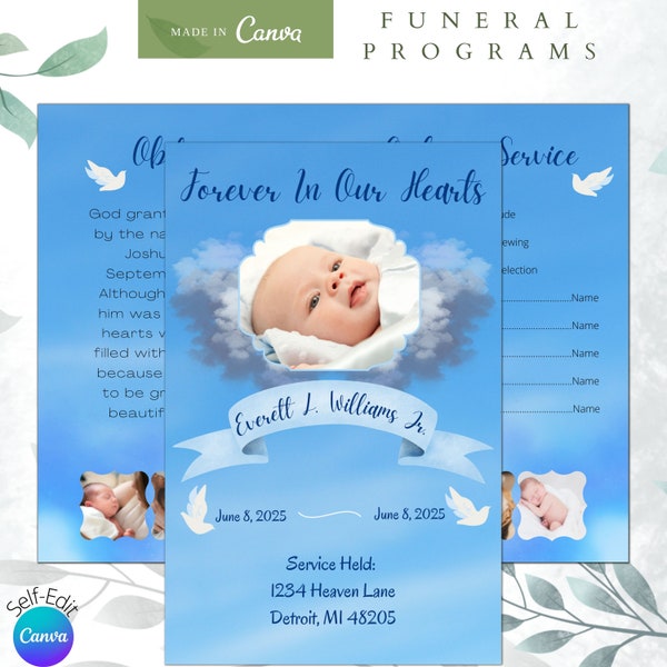 Baby Boy Funeral Programs - Etsy