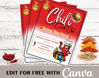Editable and Printable Office Chili Cook off Invitation Flyer Template ...
