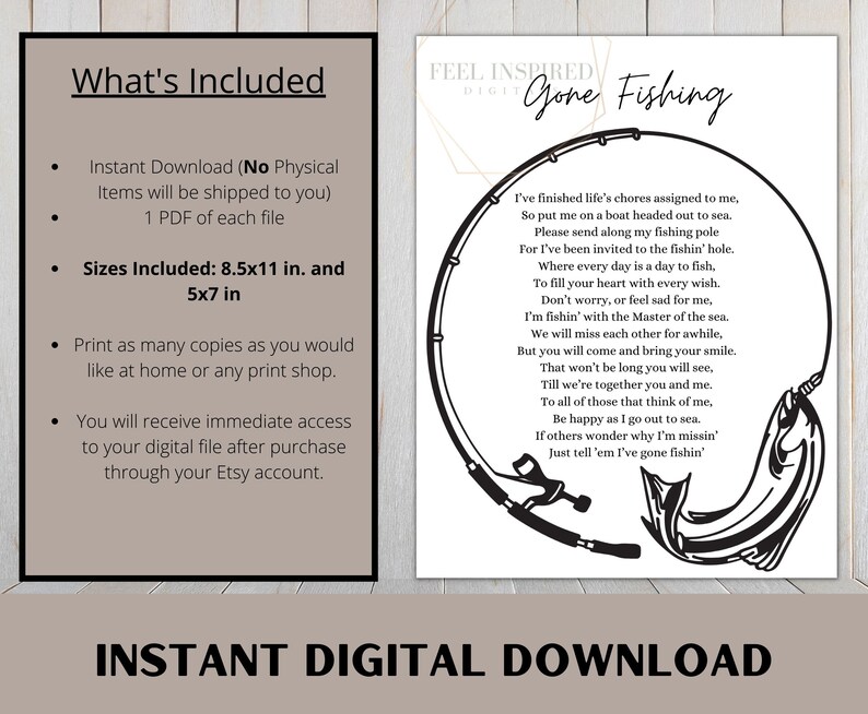 Gone Fishing Poem Printable: Memorial Table Art (digital Download) - Etsy