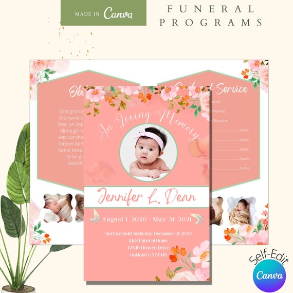 Baby/child Funeral Program Template. Infant Obituary. Editable - Etsy India