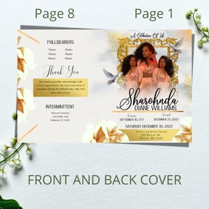 8 Page Funeral Booklet Program Elegant Magazine Style obituary Canva ...