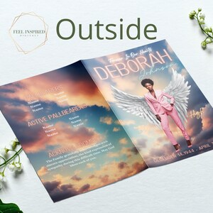 Funeral Program W/ Sky and Angel Wings. Magazine Style Obituary. 4 ...