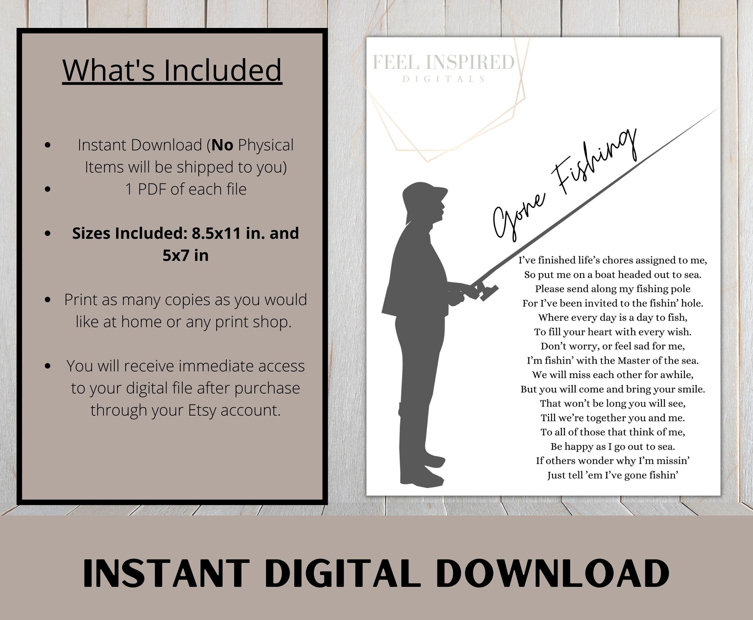 Gone Fishing Poem Printable Celebration of Life for - Etsy