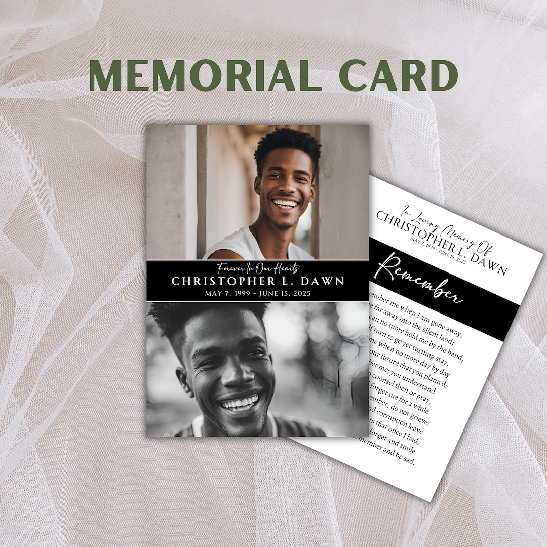 Personalized Memorial Cards: Photo Keepsake, Funeral Remembrance - Etsy