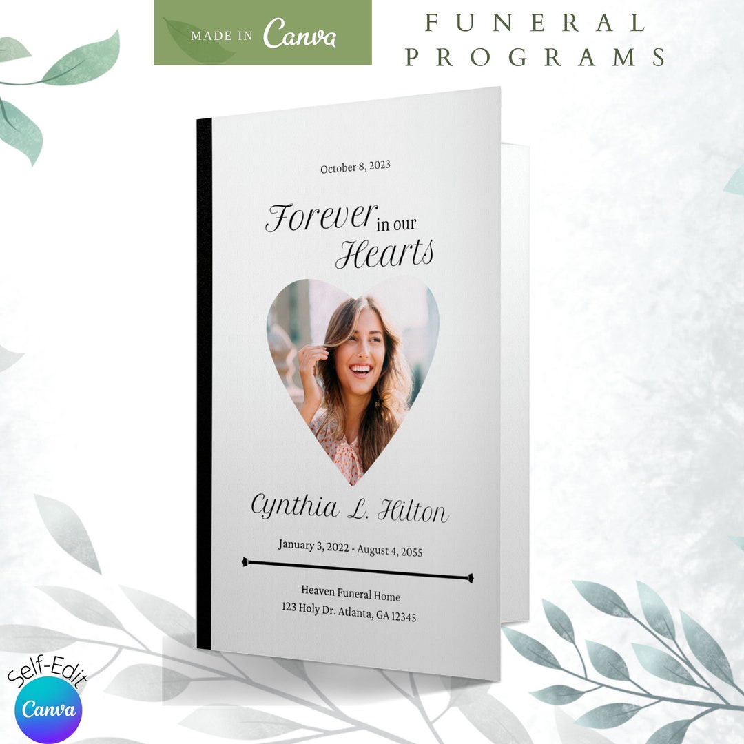 Simple Funeral Program. Editable Canva Template. - Etsy