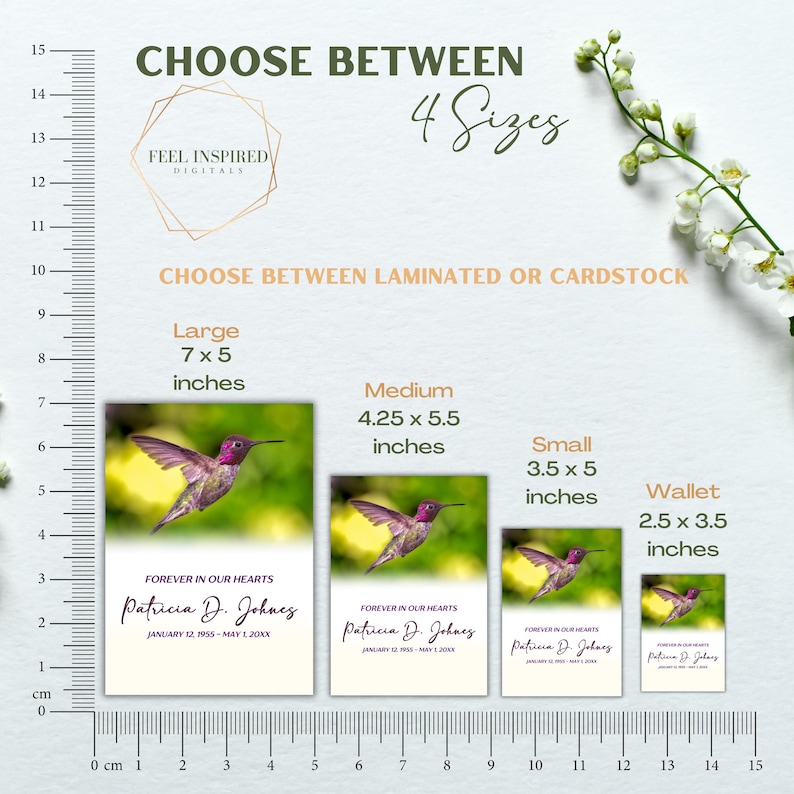 Hummingbird Funeral Prayer Cards | | Memorial Keepsake | Printed ...