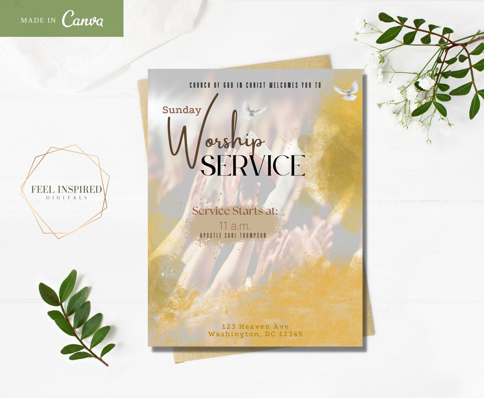 Church Worship Service Flyer. Canva Template. Size 8.5x11 Inches - Etsy