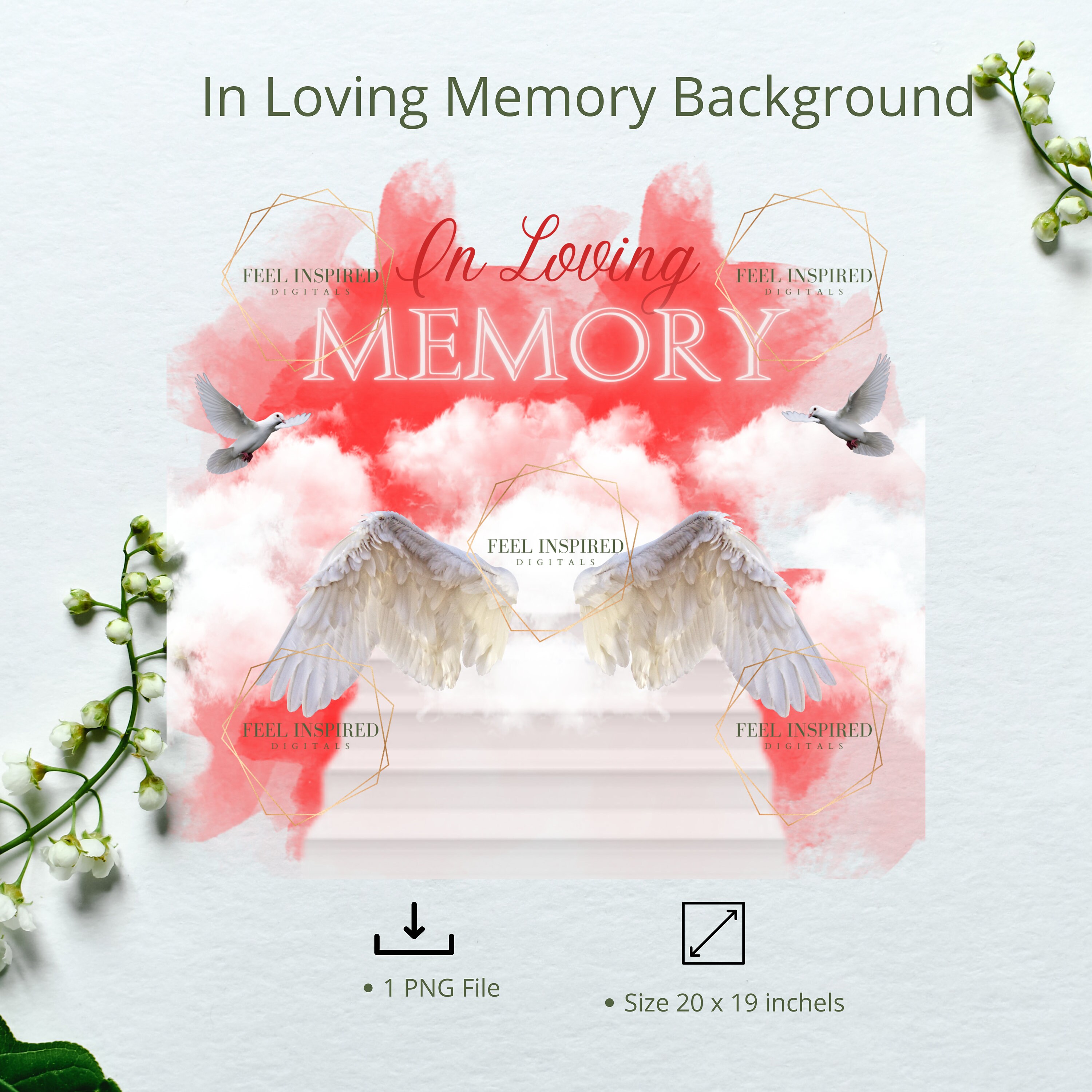 Red and White in Loving Memory PNG. Memorial Background With - Etsy