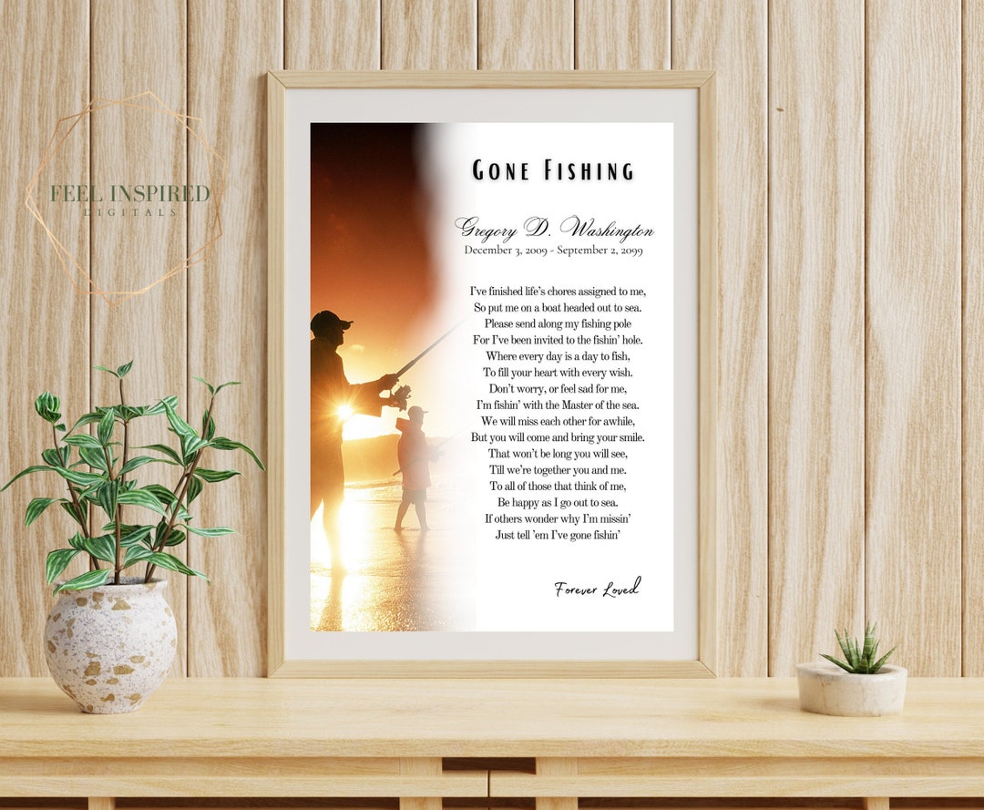 Sunset Gone Fishing Memorial Poem Printable File With Name and Dates ...