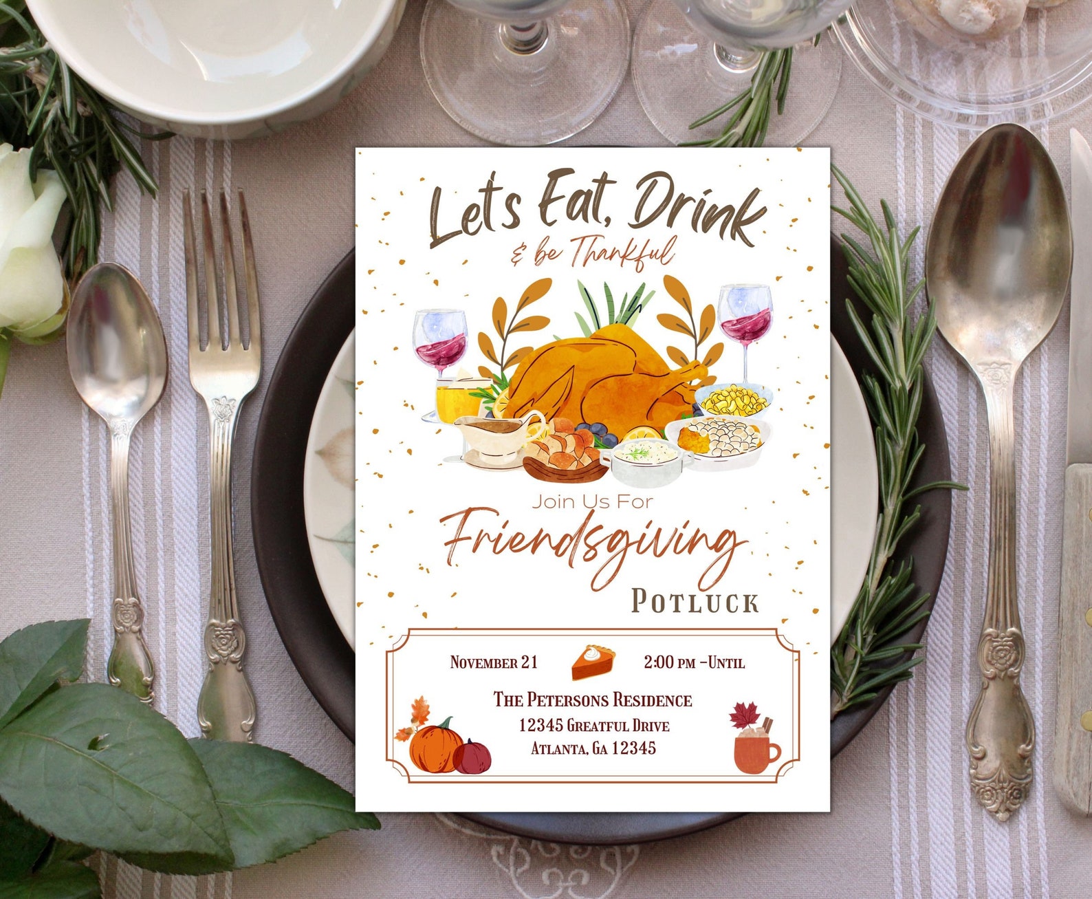 Editable Thanksgiving Invitation Flyer. Friendsgiving Invite - Etsy