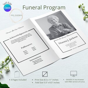 Editable in Loving Memory Memorial Program, Funeral Program Printable ...