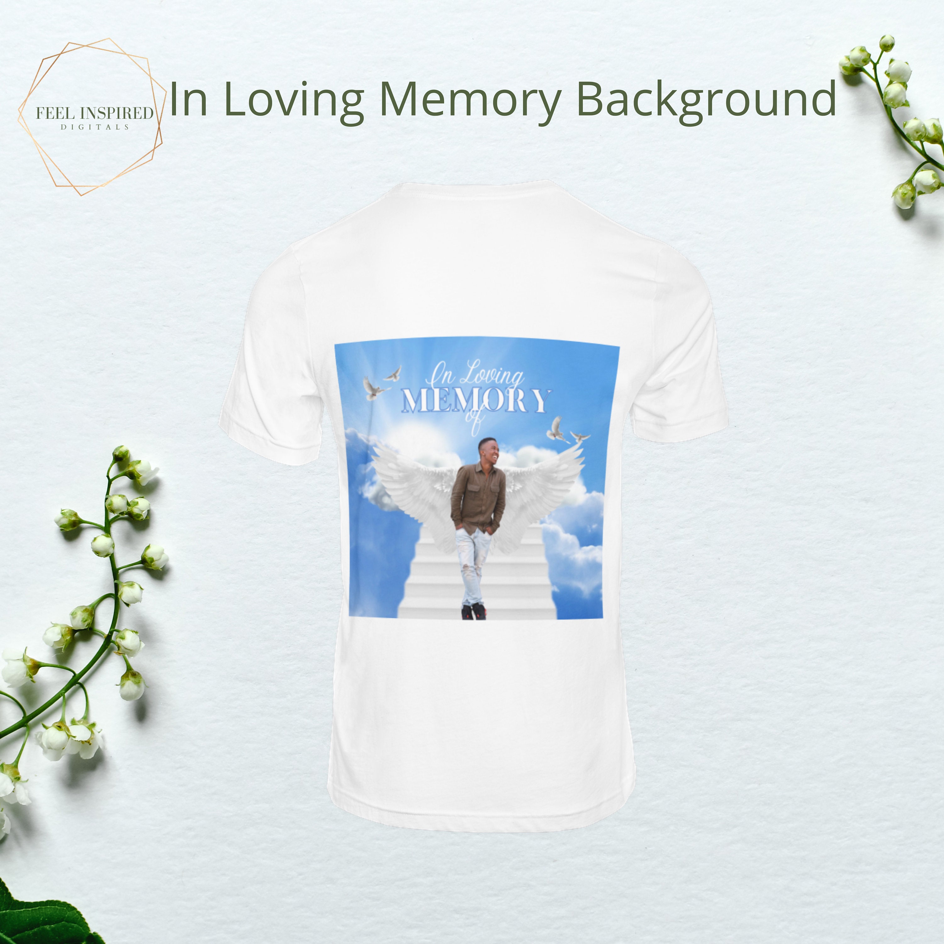 Blue Sky and Clouds in Loving Memory PNG. Memorial Background - Etsy