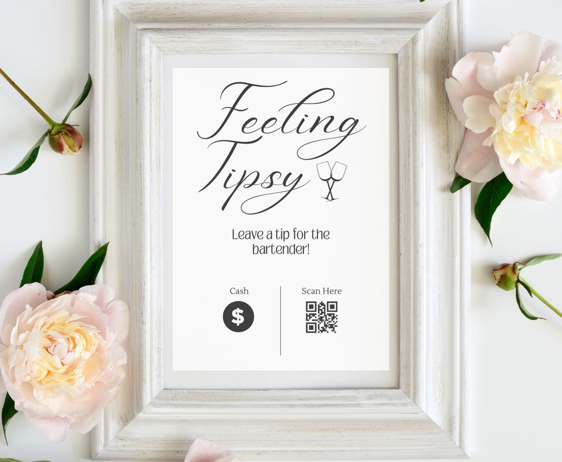 Bartender Feeling Tipsy Tip Sign. Virtual Tip Jar. Scan to Pa. - Etsy