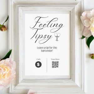 Bartender Feeling Tipsy Tip Sign. Virtual Tip Jar. Scan to Pay Canva ...