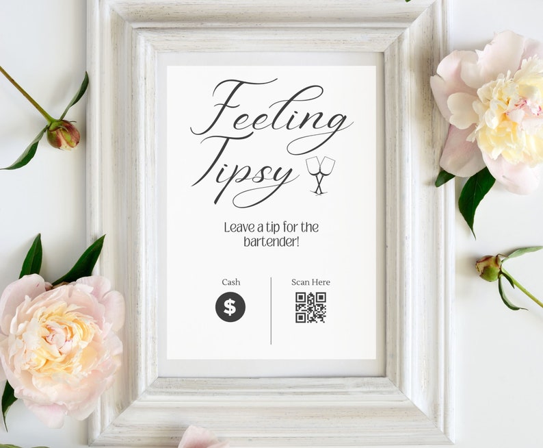 Bartender Feeling Tipsy Tip Sign. Virtual Tip Jar. Scan to Pay - Etsy