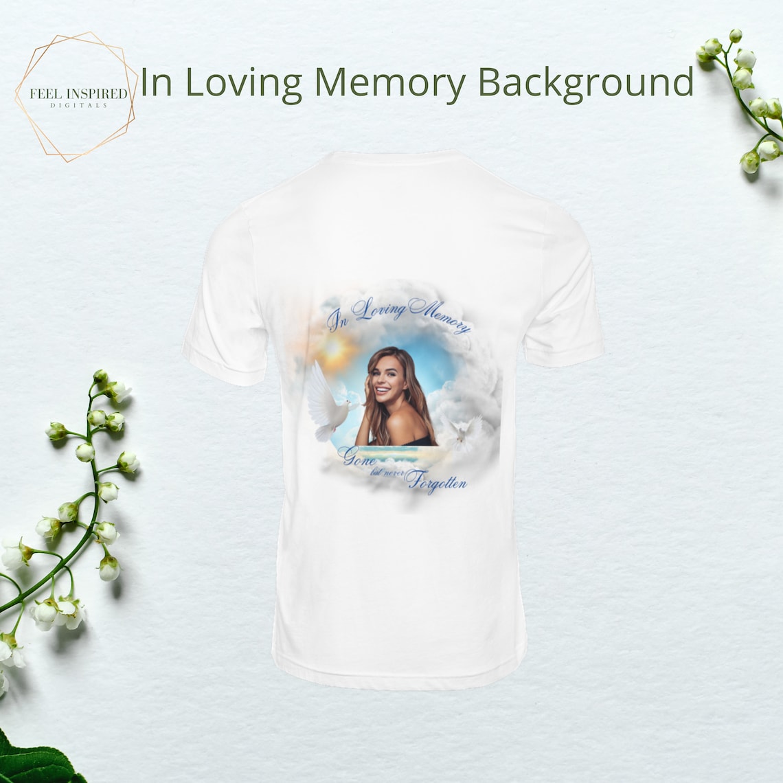 In Loving Memory Background PNG: Angel Wings & Clouds (digital Download ...