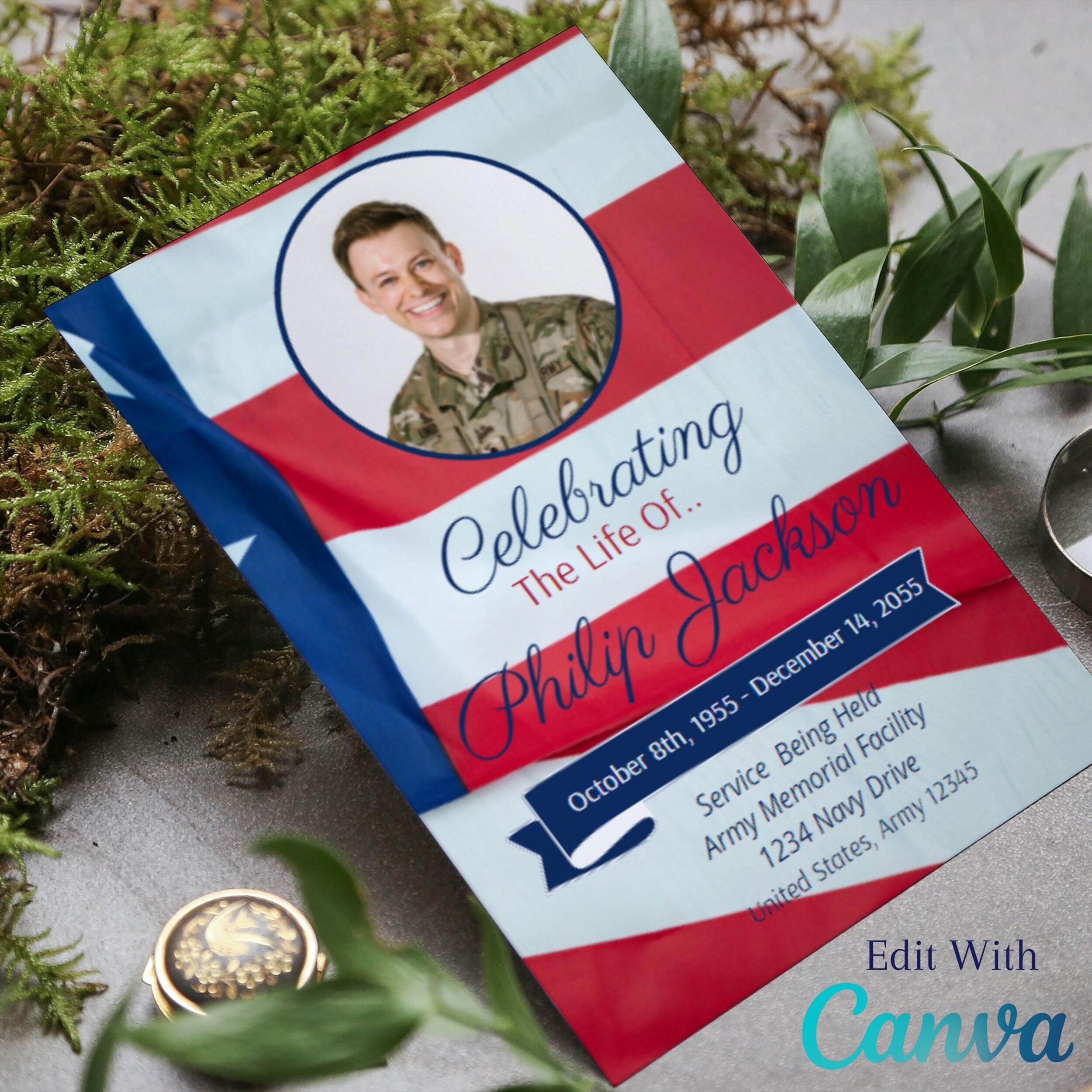 Military Memorial Service Program American Flag Obituary - Etsy