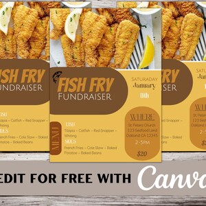 Fish Fry Flyer Editable. 5x7 DIY Canva Template Printable. Fundraiser ...