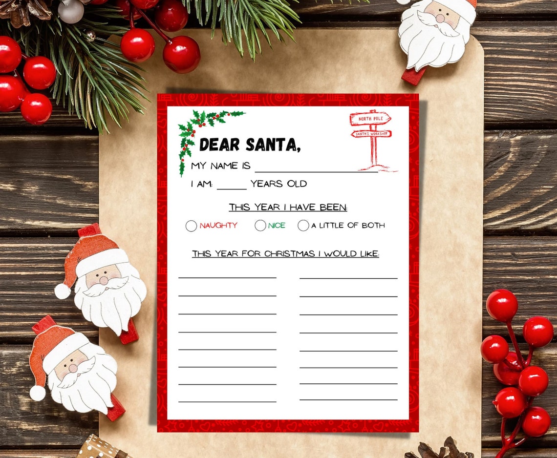 Letter to Santa Claus. Christmas Printable. Instant Download. - Etsy