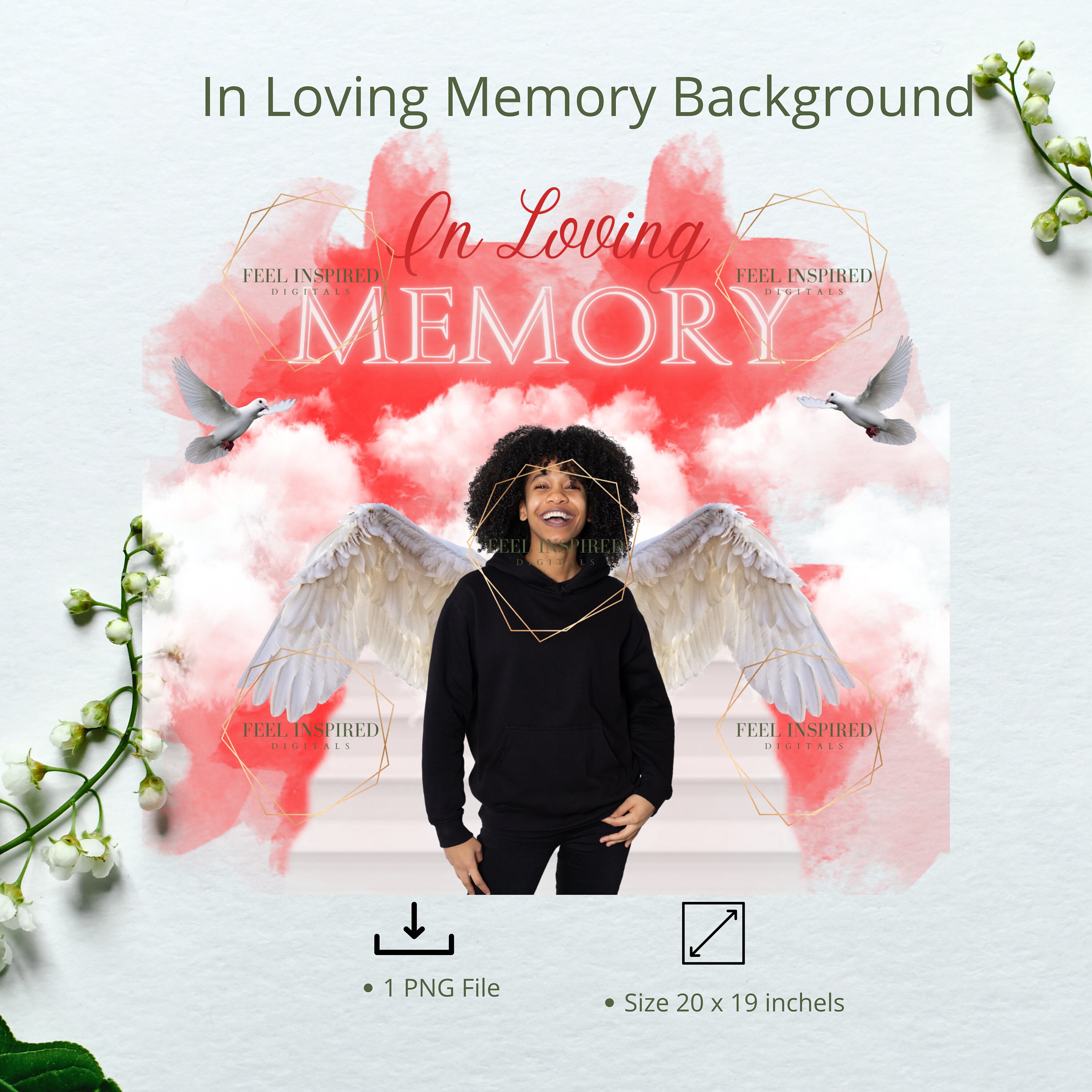 Red and White in Loving Memory PNG. Memorial Background With - Etsy