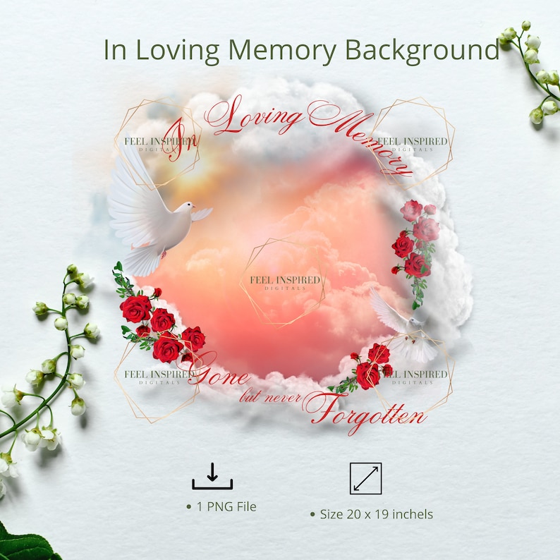 Custom Red Sky With Clouds and Roses in Loving Memory PNG. Memorial ...