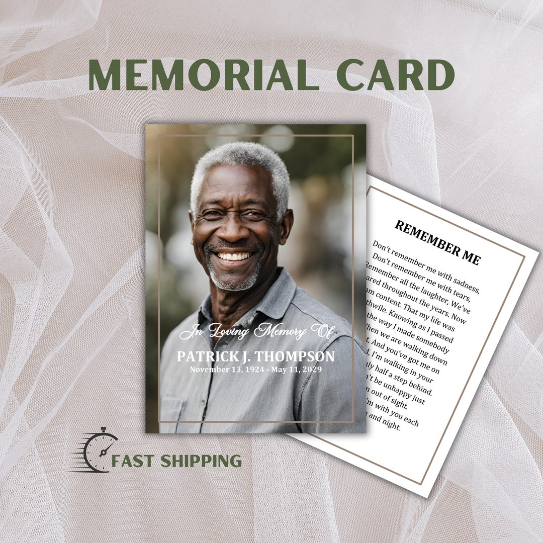 Personalized Memorial Card Printed Custom Funeral Prayer Cards Wallet ...