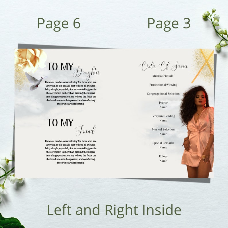 Elegant Funeral Program Template: Obituary Magazine Style (8.5x11 ...