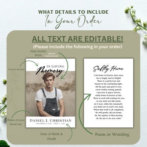 Personalized Memorial/prayer Cards Custom Memorial Keepsake Funeral ...