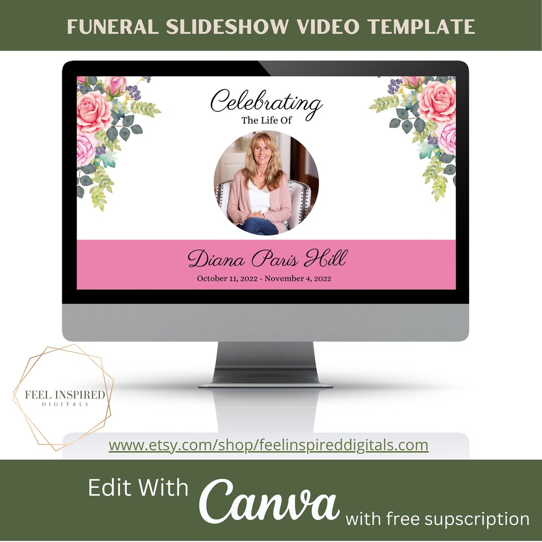 Pink Flowers Funeral Slideshow Presentation, Memorial Video, Photo ...